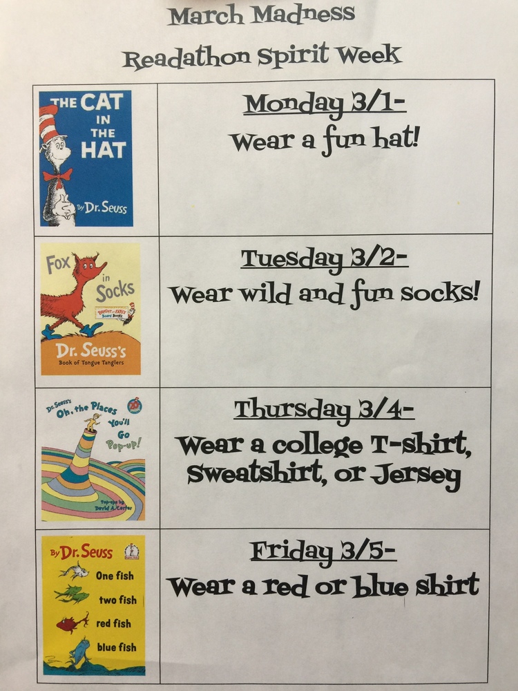 March Madness Read-a-thon Spirit Week | Dedham School